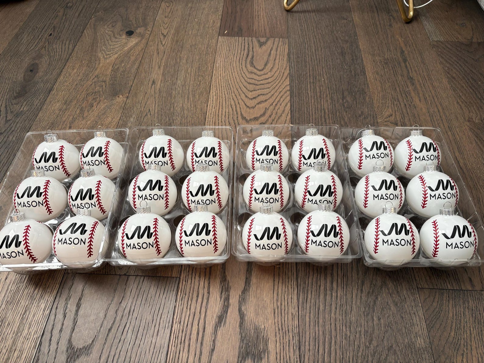 Personalized White Glass Baseball Ornament | Custom Sports Ornament ...