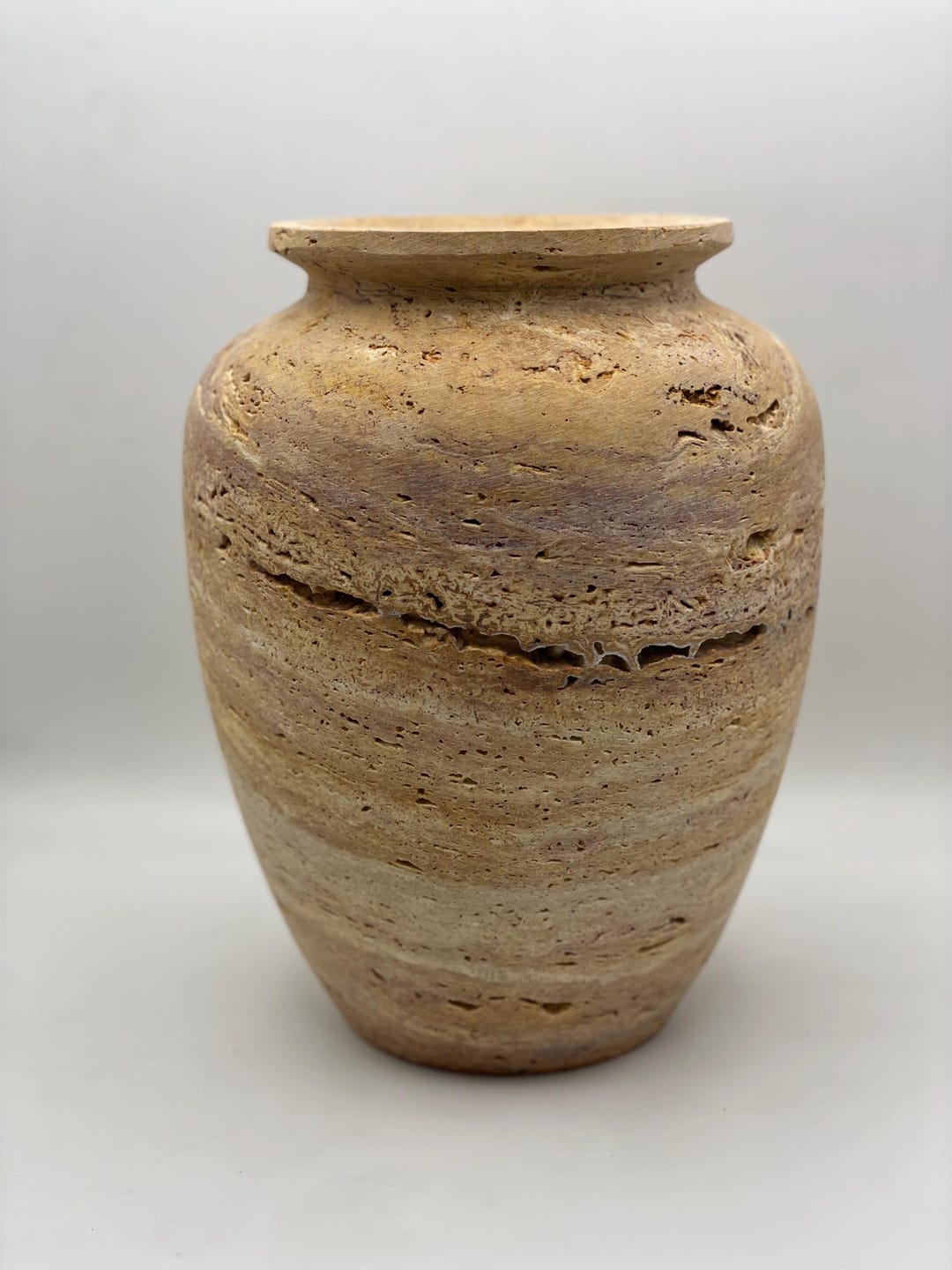 Travertine Vase - Dark Travertine - Brown Travertine - Natural Stone - Etsy