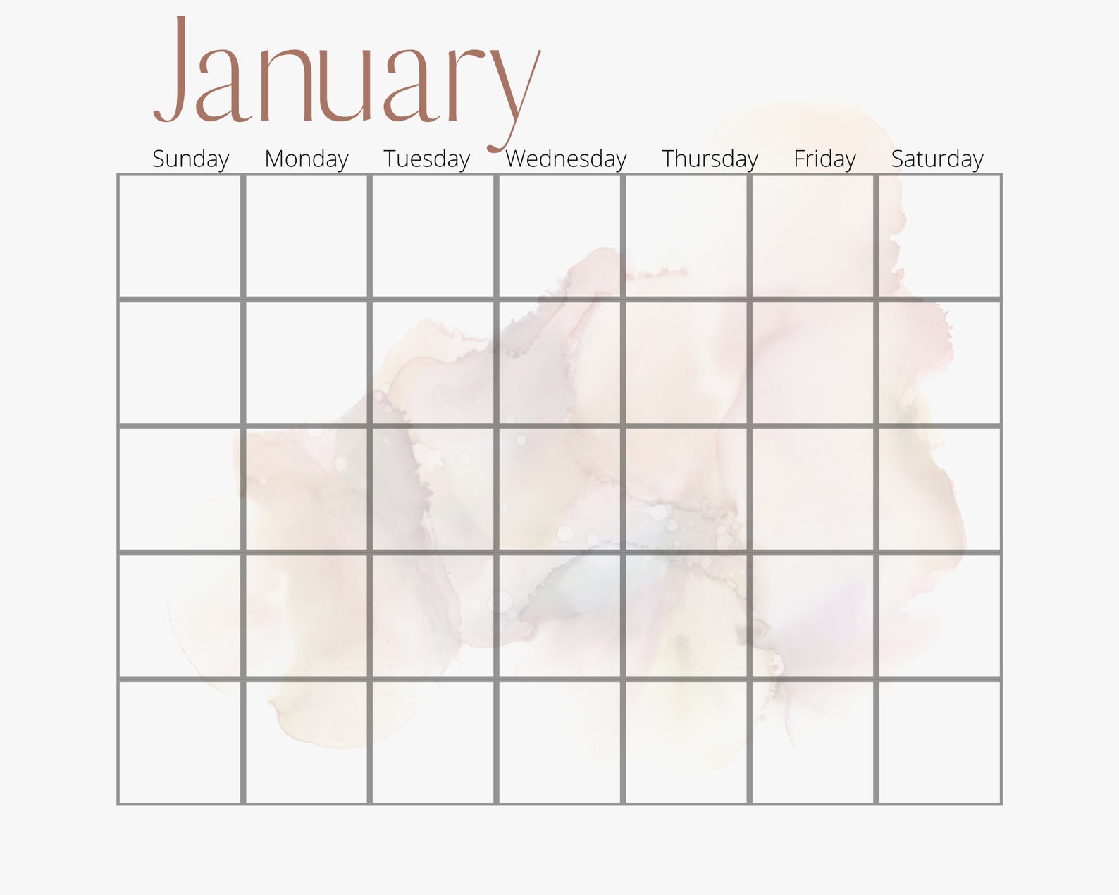 Watercolor Delight: Monthly Blank Calendar - 10x8 Inches, Horizontal ...