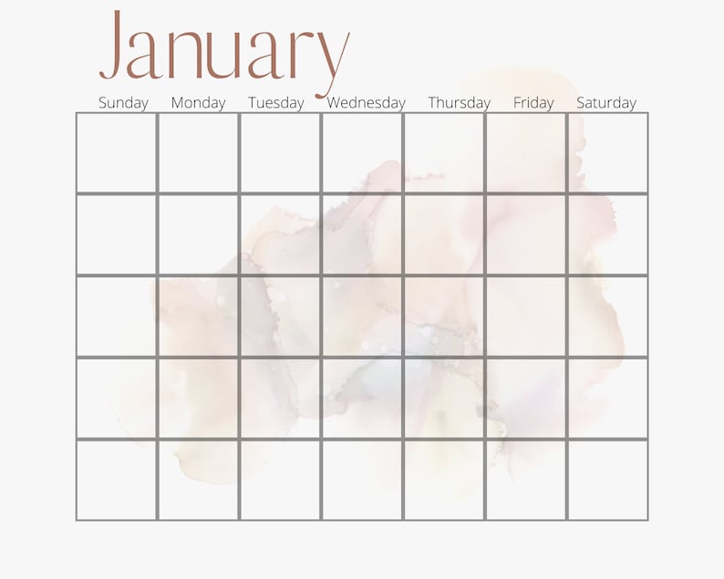 Watercolor Delight: Monthly Blank Calendar - 10x8 Inches, Horizontal ...