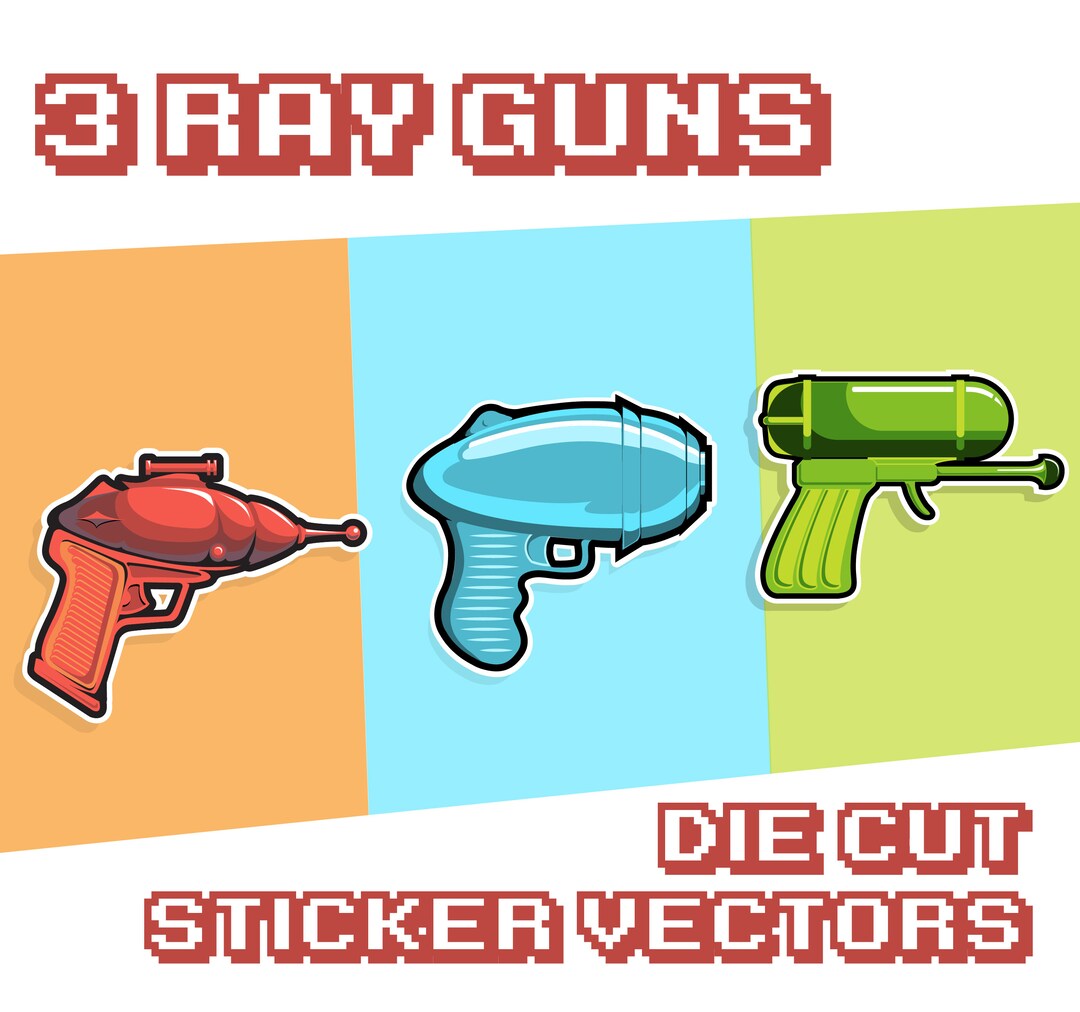 3 Retro Ray Guns Die Cut Vector Files - Etsy