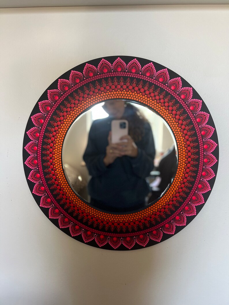 Mandala Mirror Hand Painted. Mindfulness Gift. Art Work. Pink and ...