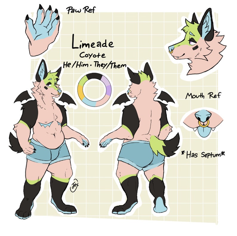 Custom Fursona/furry Art Reference Sheet Custom Character Reference Sheet Front and Back ...