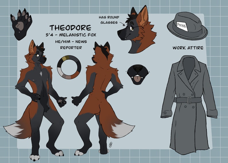 Custom Fursona/furry Art Reference Sheet Custom Character Reference Sheet Front and Back ...