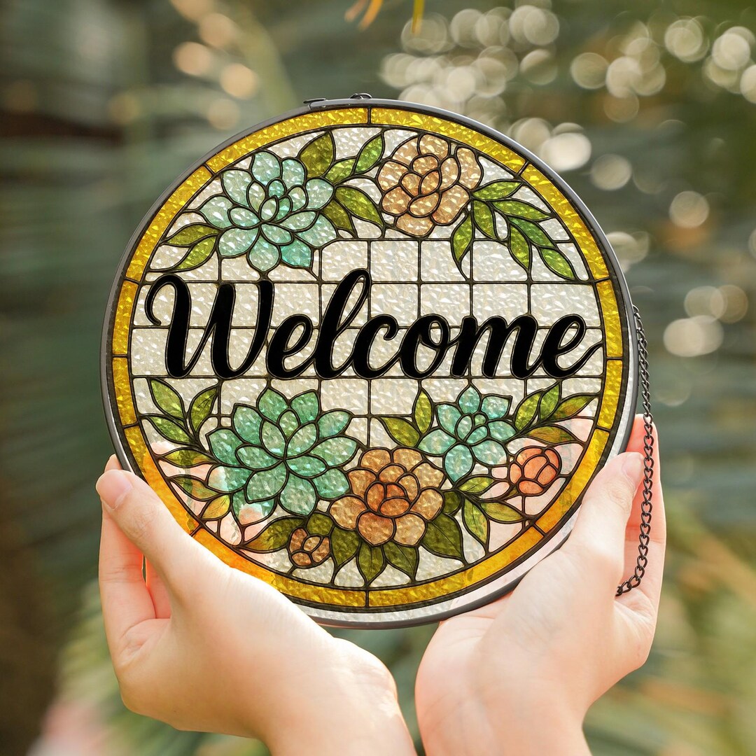 Stained Glass Style Suncatcher Floral Window Art, Autumn Leaves (0.5cm ...