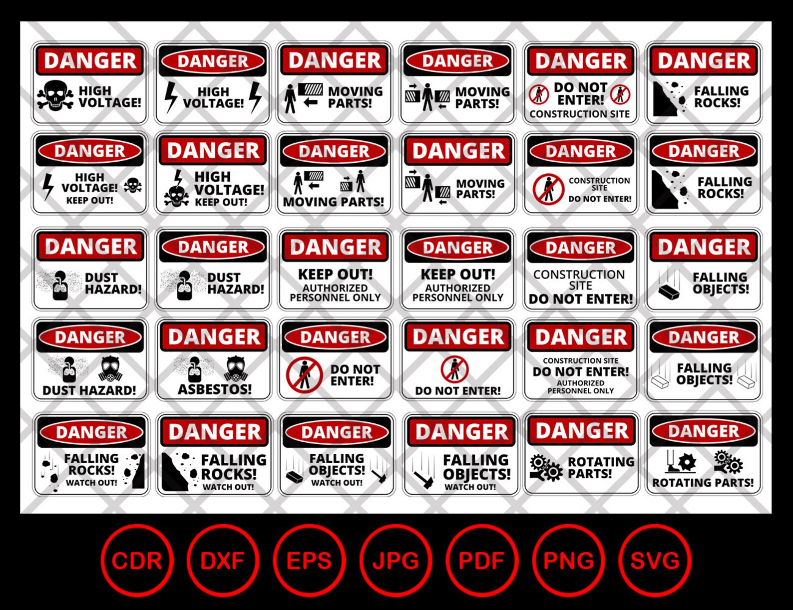 Danger table svg Bundle danger svg sign svg danger stickers | Etsy