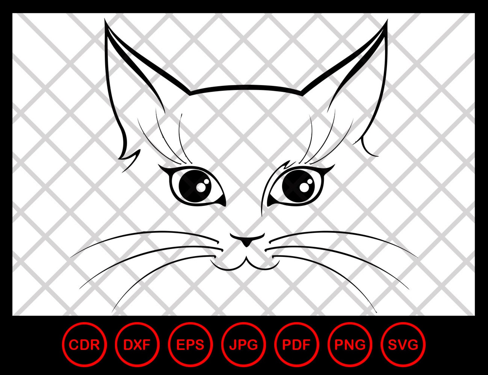 Cat SVG Cat Face Svg Cat Face With Whiskers Cat Eyes Svg | Etsy