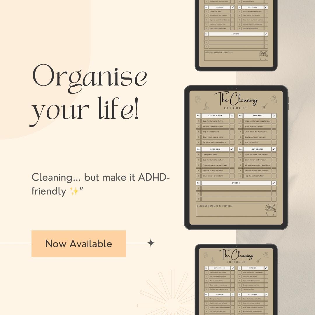 ADHD House Cleaning Checklist | Printable Cleaning Schedule | Simple ...