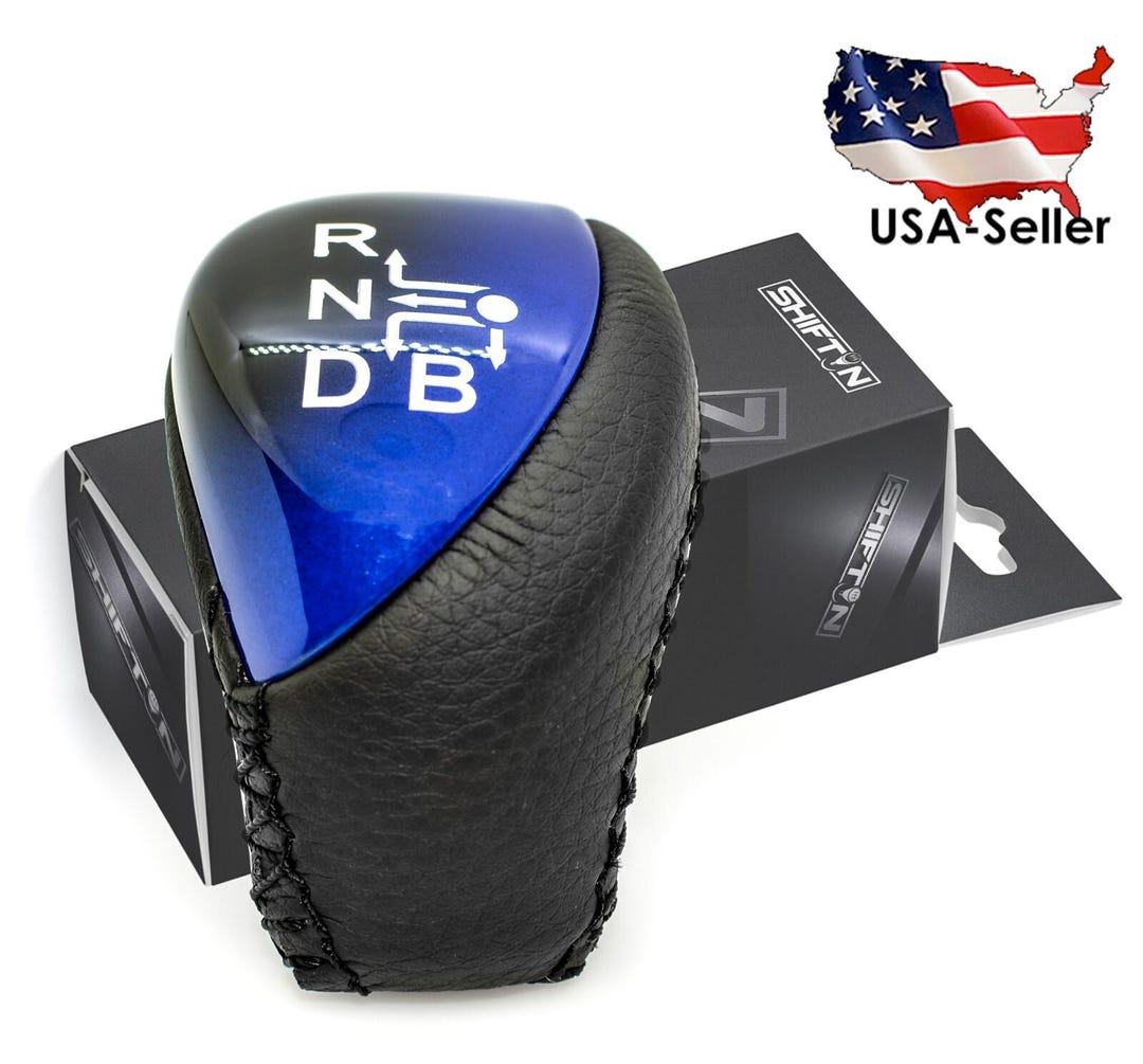 SHIFTIN Black Leather & Blue Gear Shift Knob Shifter for Toyota Prius ...