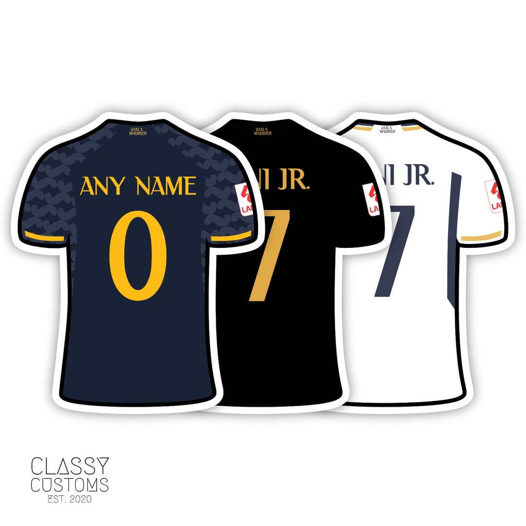Custom Real Madrid Soccer Jersey Sticker Vinyl and Laminate Custom Name ...