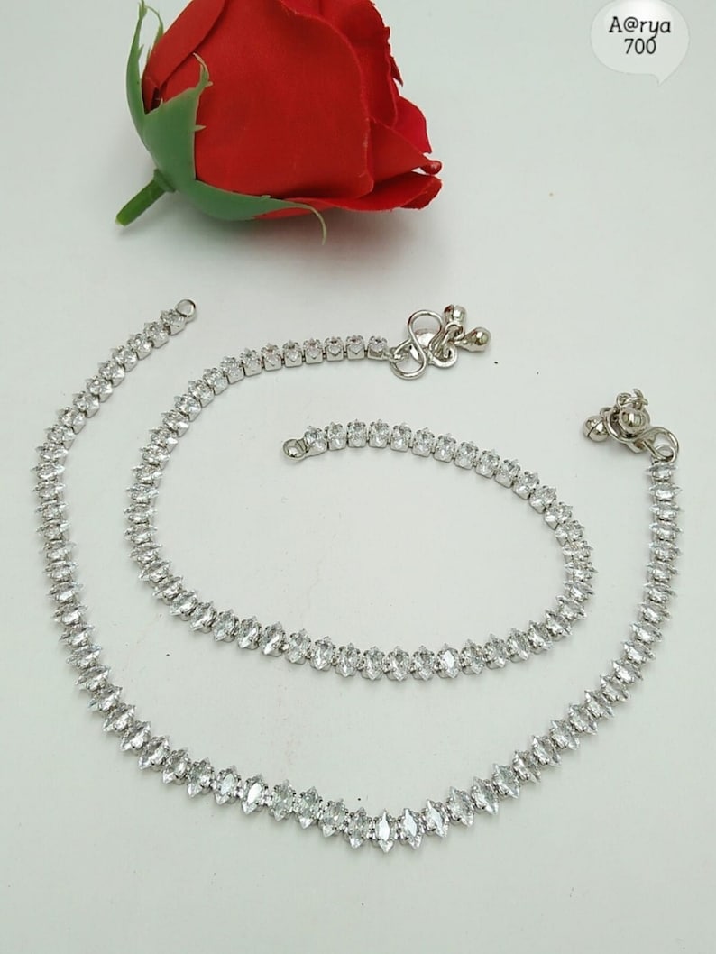 American DIAMOND ANKLETS Payal Studded Rose Gold / Silver - Etsy