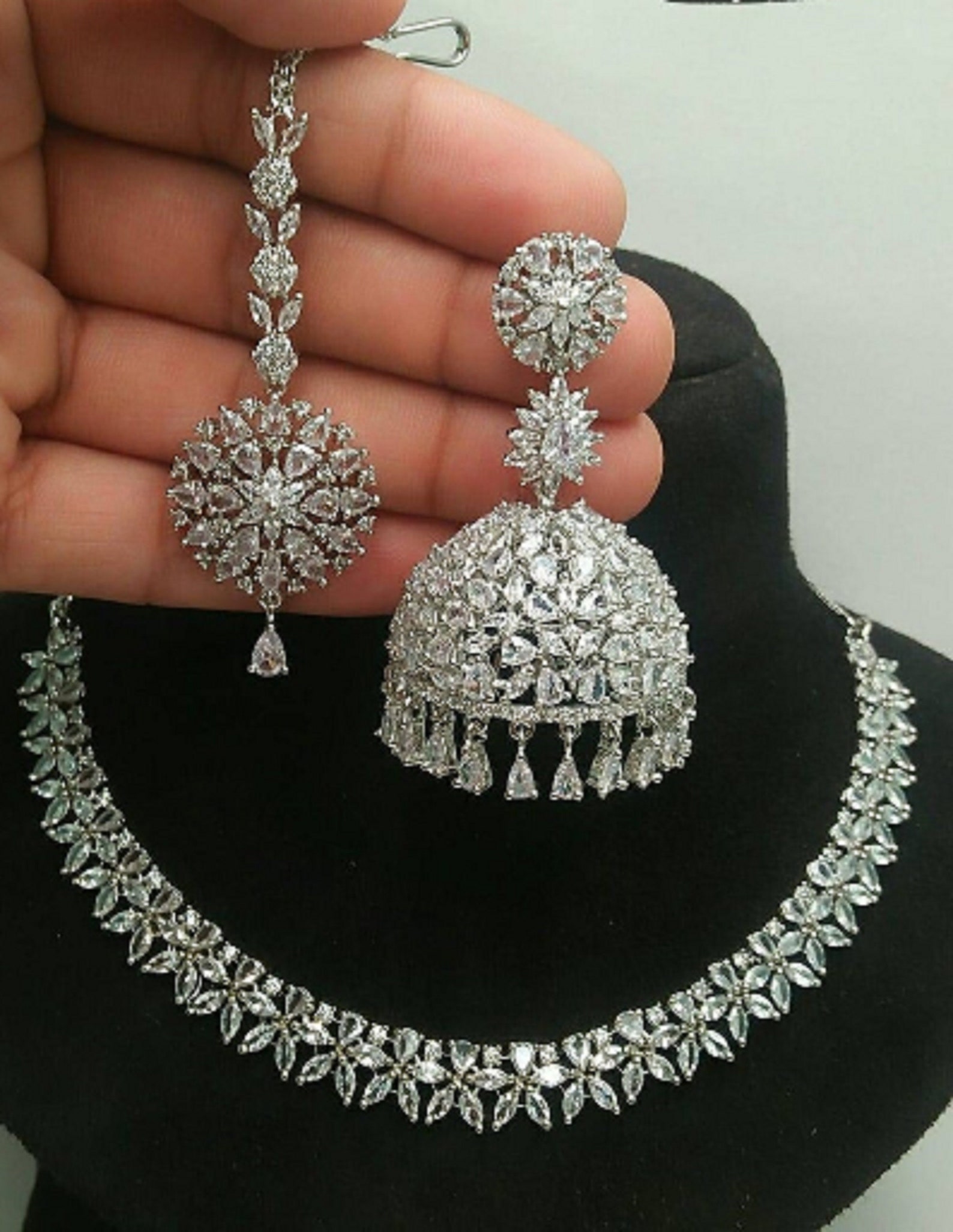 American DIAMOND Jewelry American Diamond Necklace Earrings - Etsy