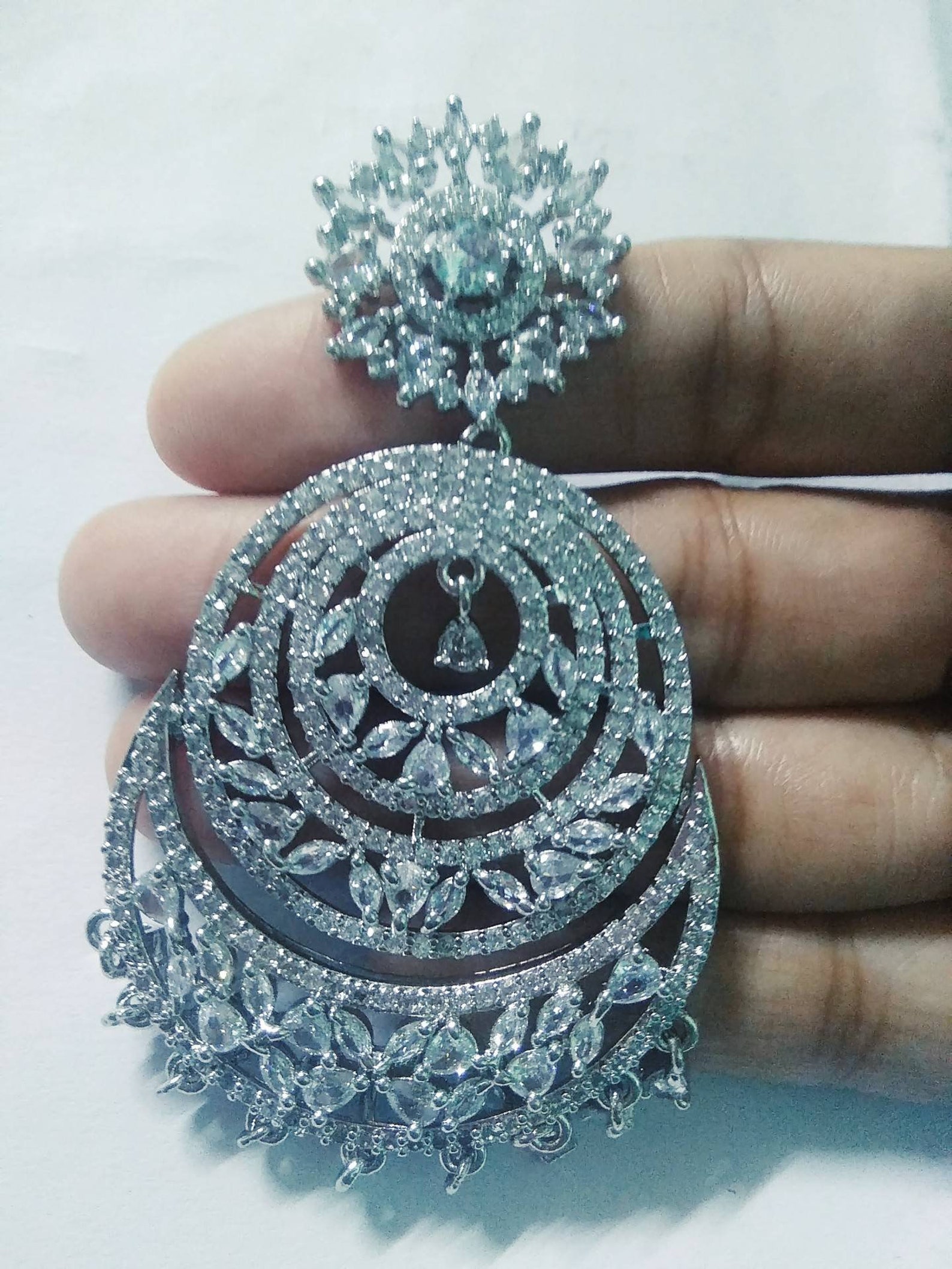 Electrifying Look CZ Silver Chandbali Earrings/american - Etsy