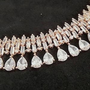 Buy American DIAMOND Chokar NECKLACE With Earring Cz Jewellery SET ...