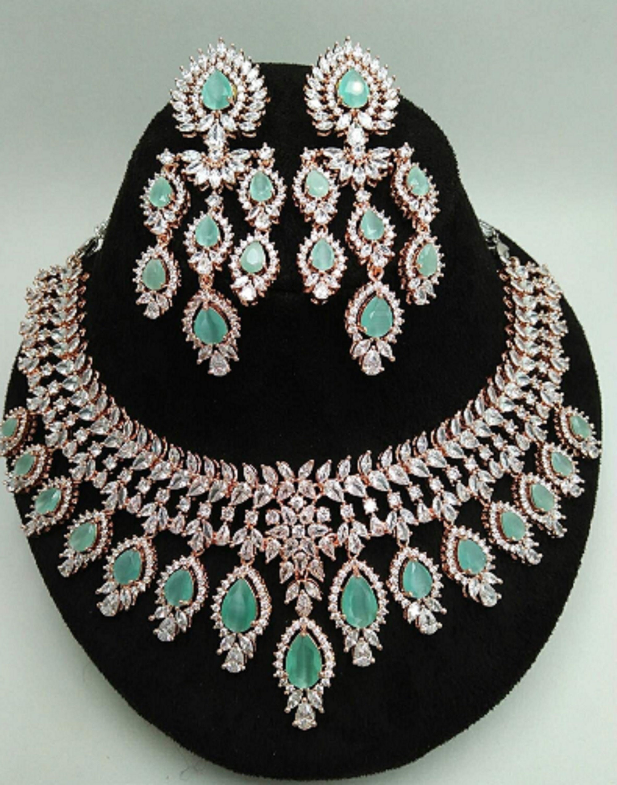 American DIAMOND Choker NECKLACE Set With Earring Combo Cz - Etsy UK