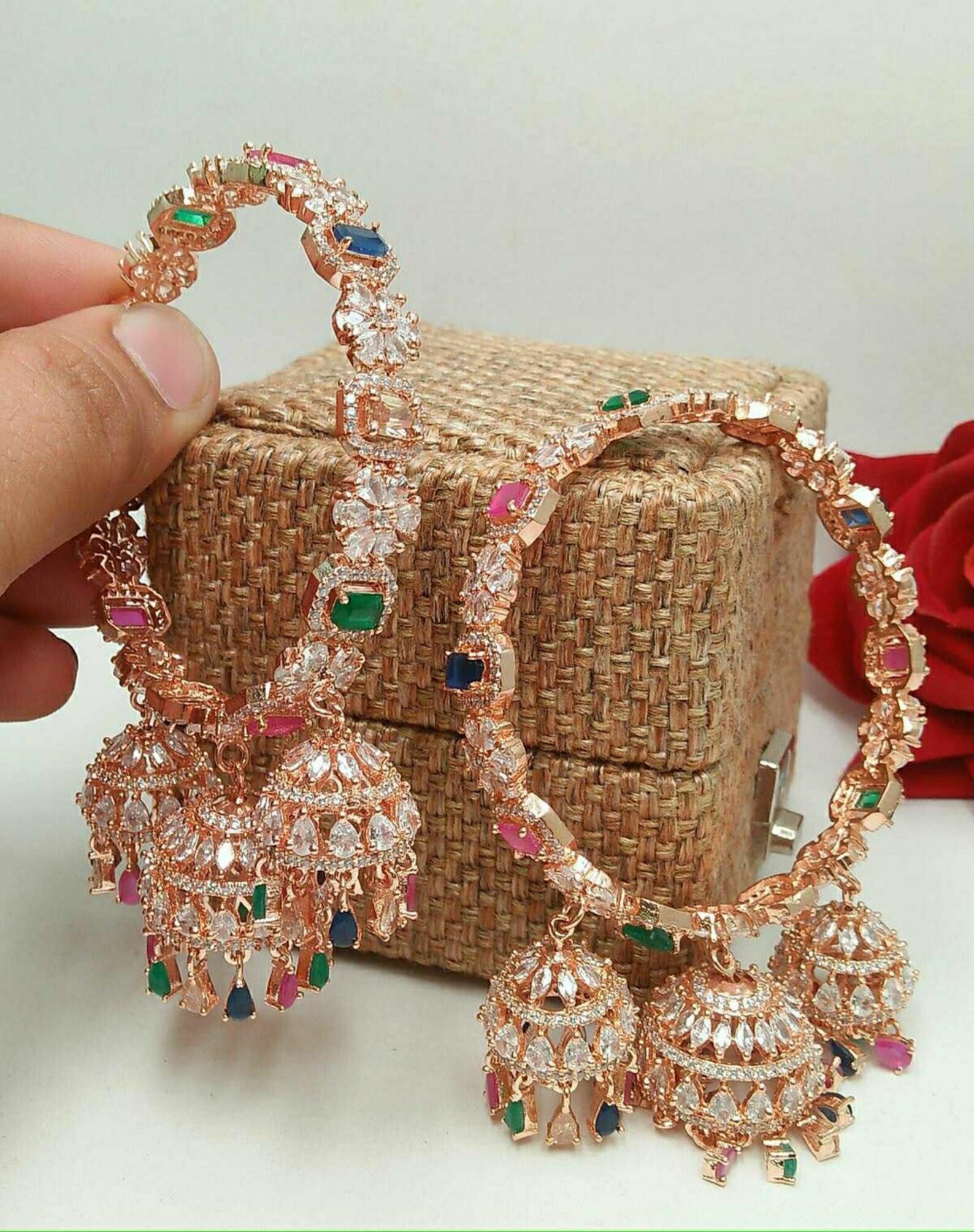 Celine Rose Gold/silver Plated Jhoomar Bangle Set Indian - Etsy