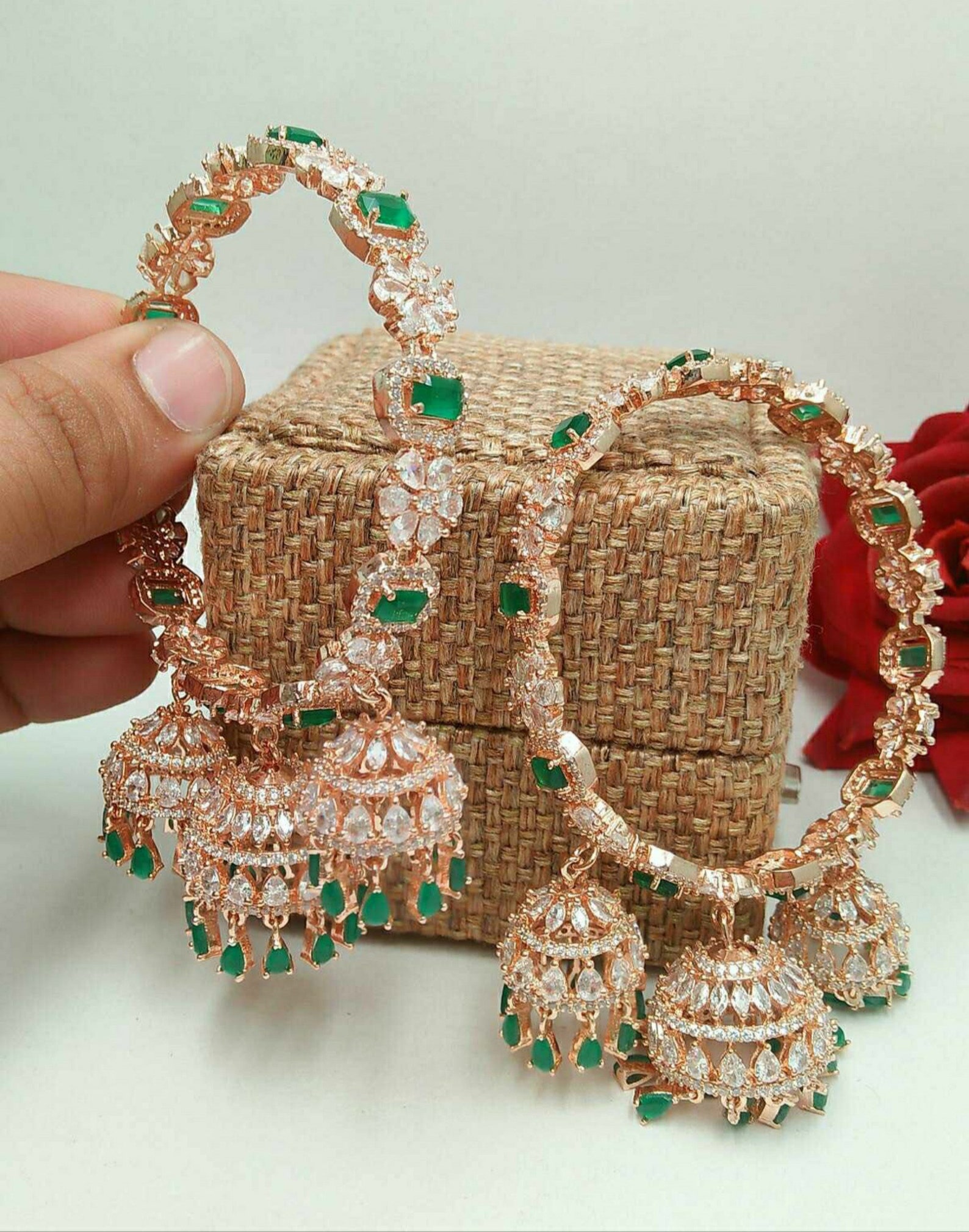 Celine Rose Gold/silver Plated Jhoomar Bangle Set Indian - Etsy