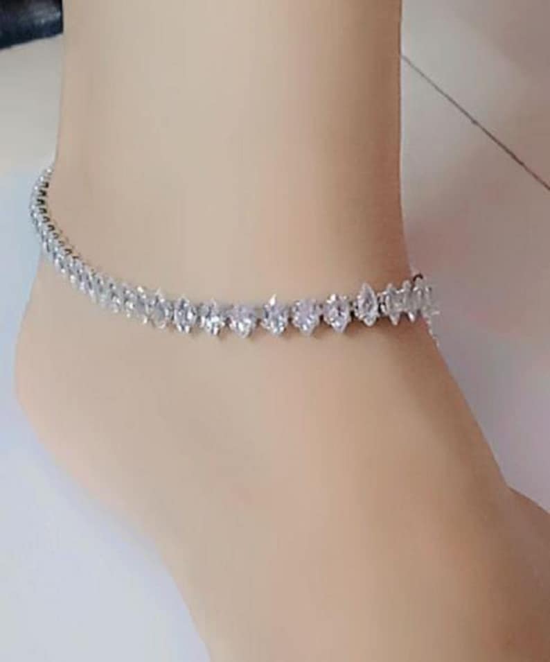 American DIAMOND ANKLETS Payal Studded Rose Gold / Silver - Etsy