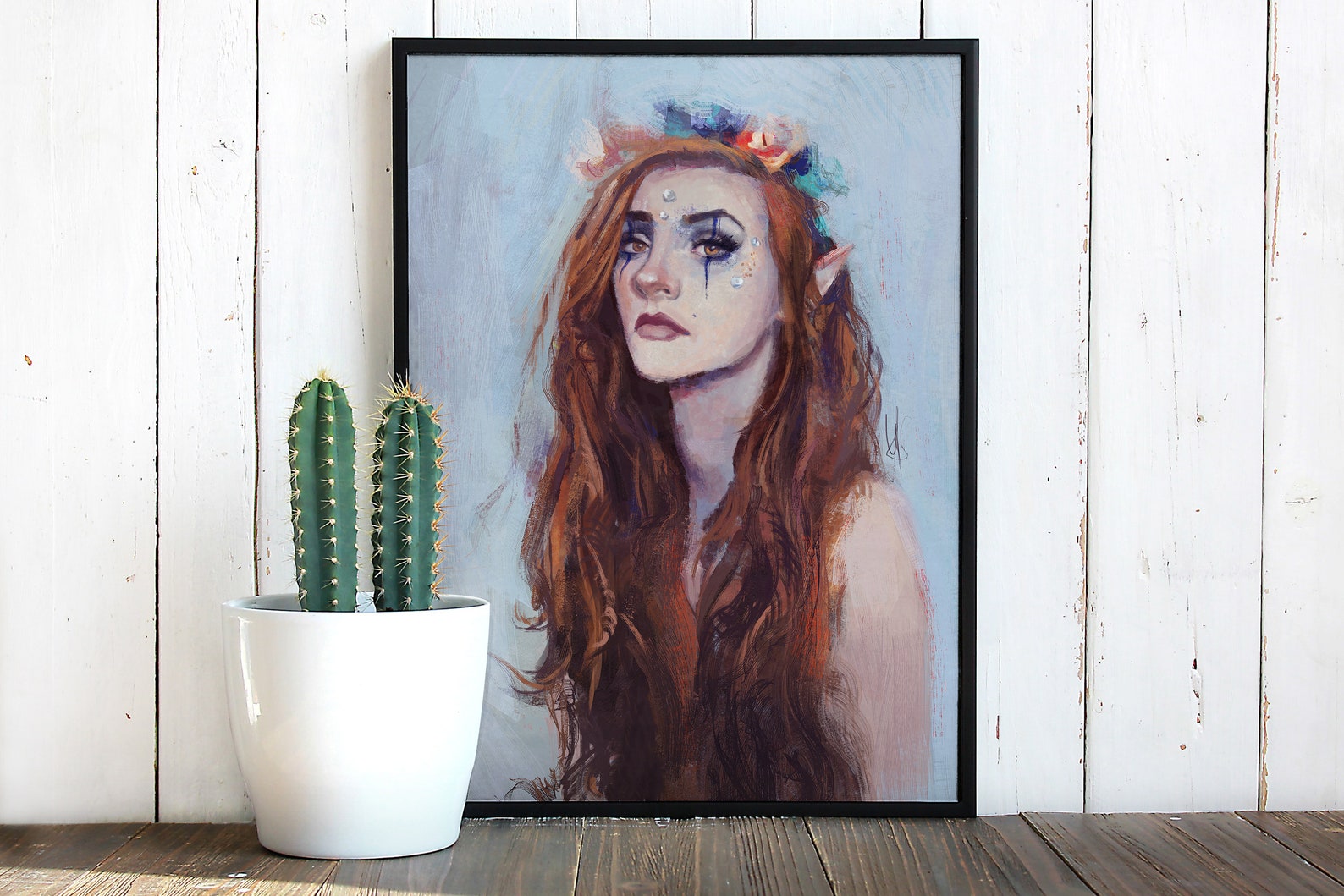Forest Nymph Painting Fantasy Elf Girl Portrat Art Surreal | Etsy