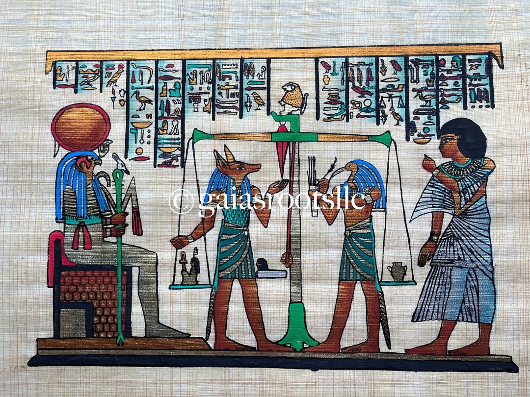 Judgement Scales Ra Anubis Thoth Papyrus Painting - Etsy