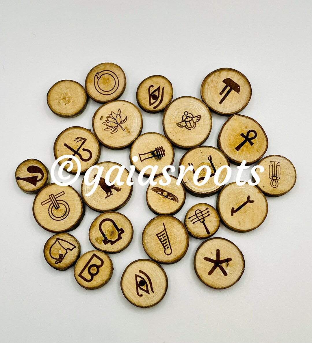 Maple Tree Wood Runes Egyptian Hieroglyphs Handmade - Etsy