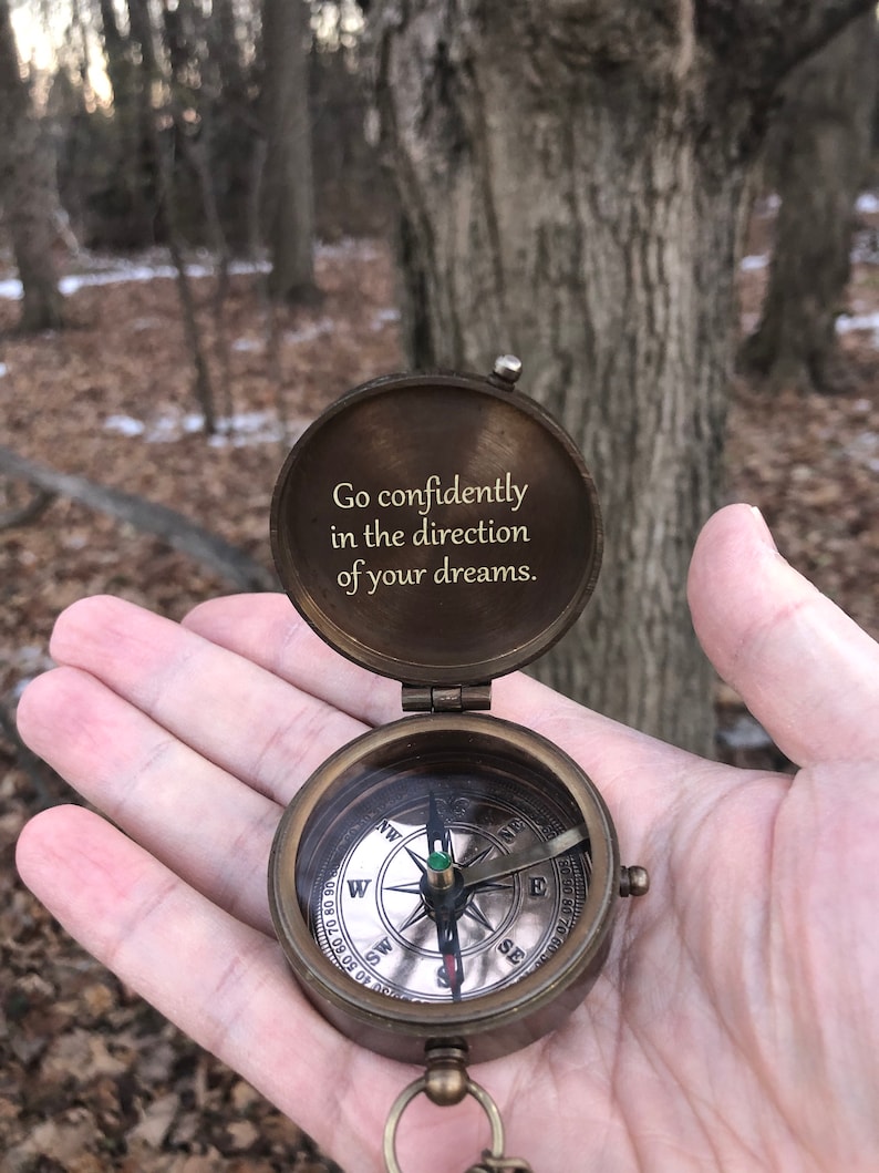 Handmade Brass Engraved Compass, Personalized Gift - Etsy