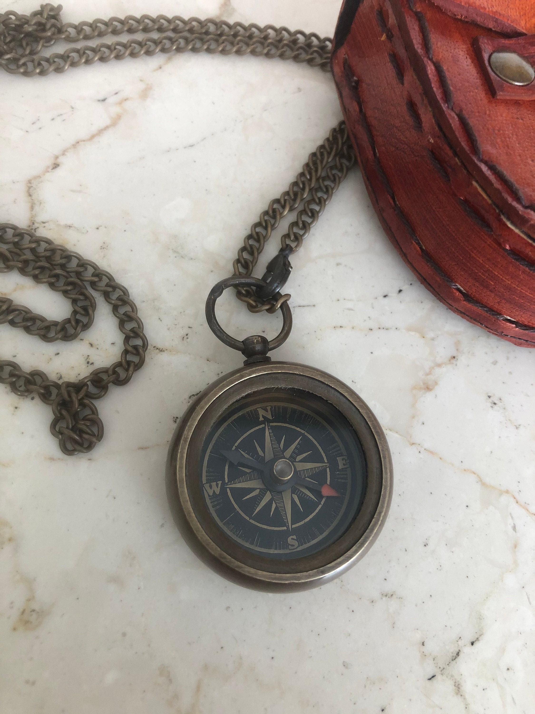 Working Compass Necklace Engraved Necklace Compass Etsy