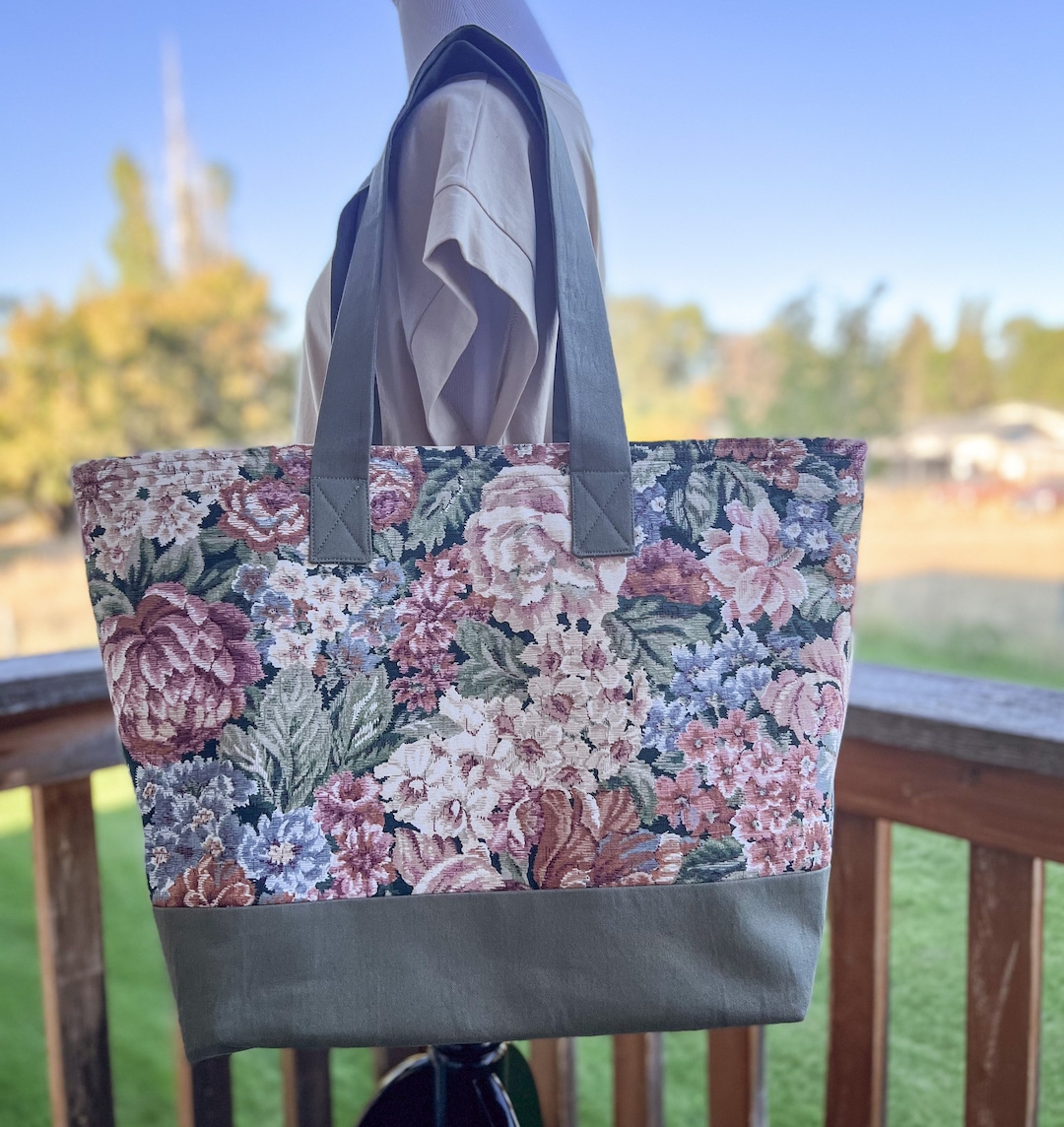 Handmade Floral Tote • Large Floral Bag • Large Handmade Tote - Etsy