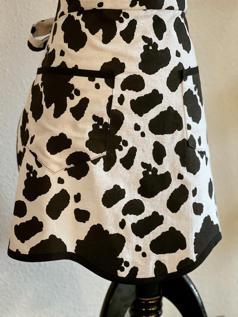 Cow Print Apron • Cow Embroidered Apron • Cow Apron With Pockets - Etsy