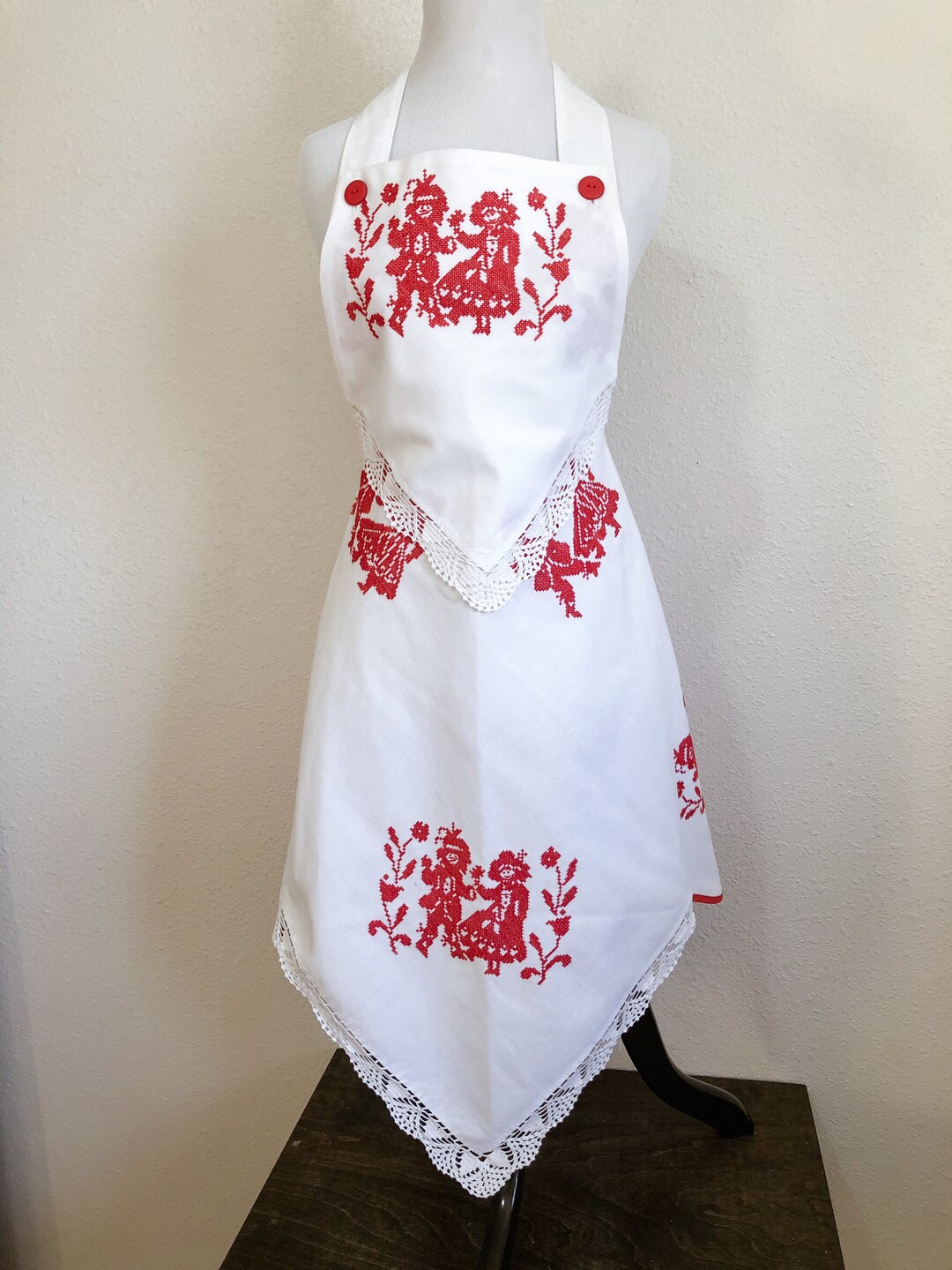 Vintage Apron • Hand Cross Stitch Apron • Womens Baking Apron • Ready ...