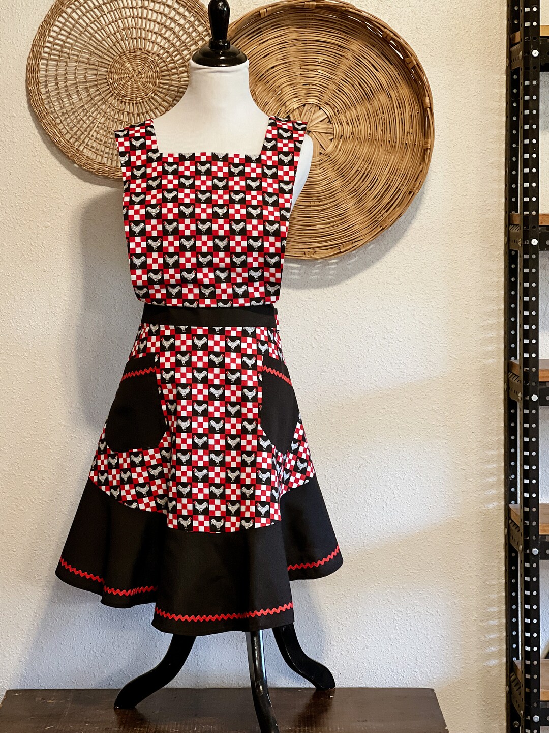 Rooster Apron • Kitchen Apron With Pockets • Womens Baking Apron • FREE ...