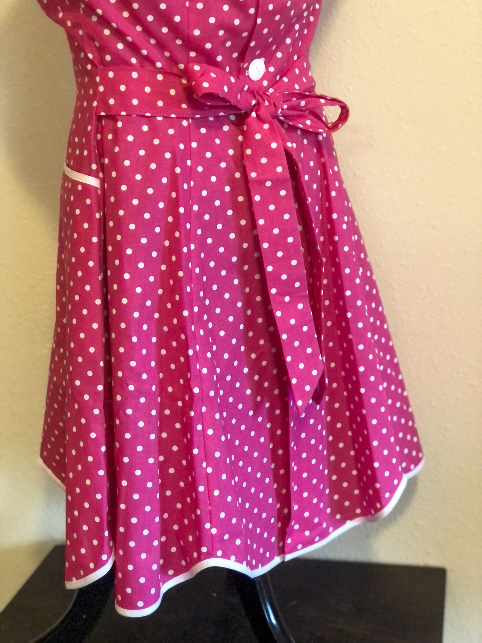 Pink Polka Dot Apron • Women's Vintage Style Apron • Botton Down Apron ...