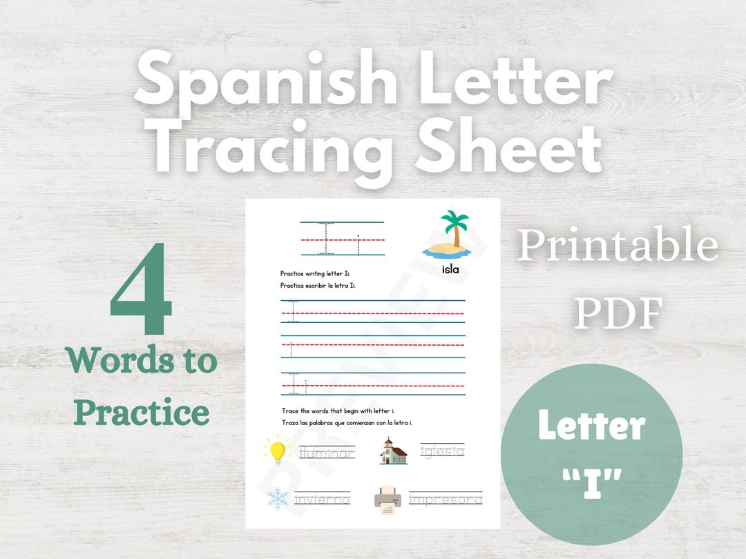 Spanish Letter I Tracing Worksheet: Bilingual Learning (PDF) - Etsy