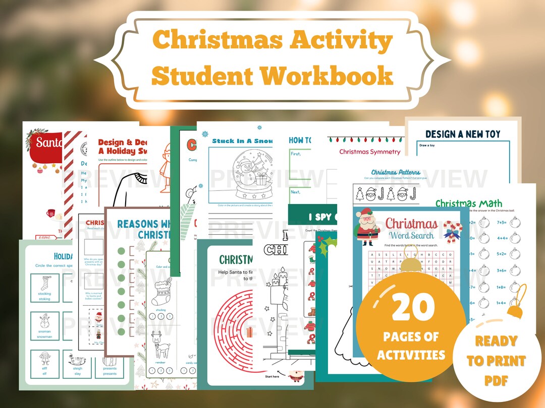 Christmas Printable Activity Worksheets Bundle | Students & Home School ...