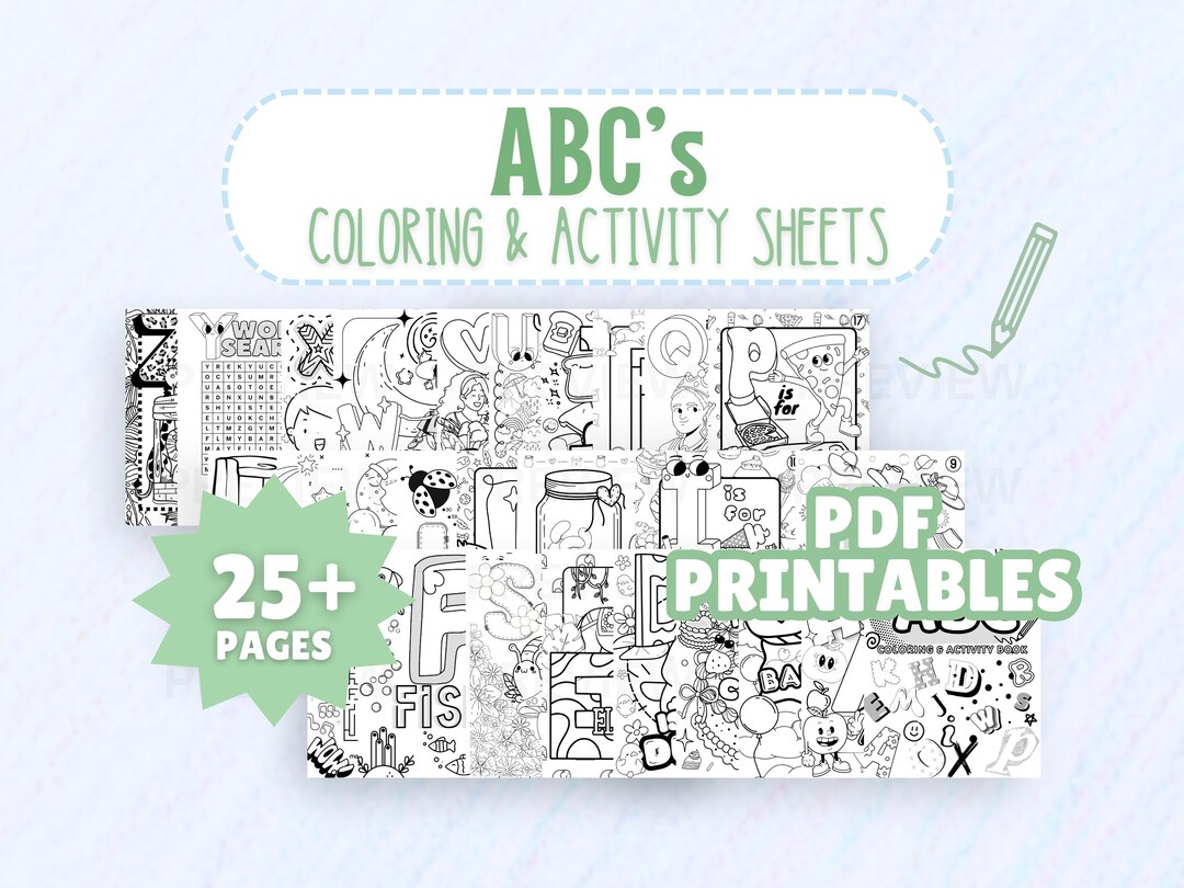 ABC Alphabet Coloring and Activity Printable Worksheets Bundle ...