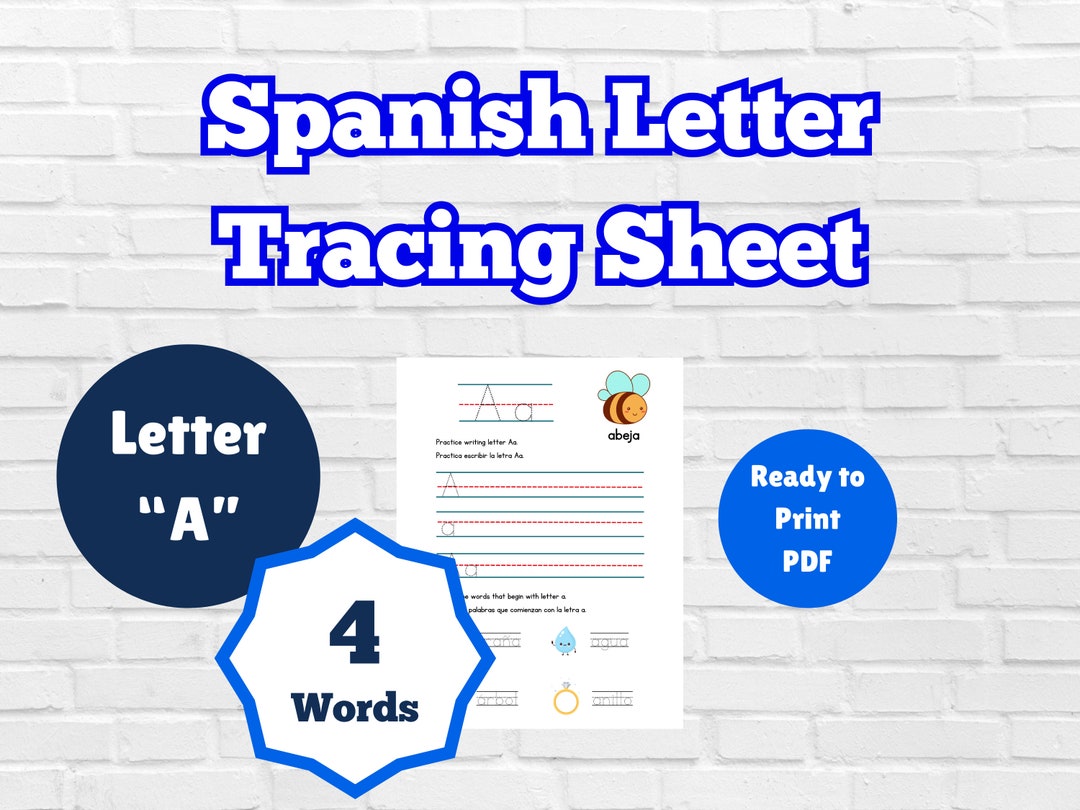 Spanish Letter Tracing Worksheet: Bilingual ABC Learning (PDF) - Etsy