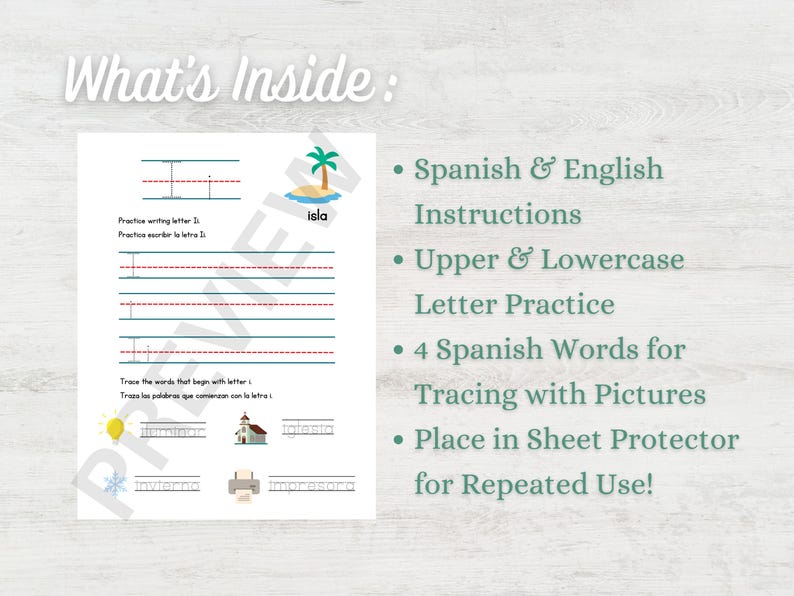 Spanish Letter I Tracing Worksheet: Bilingual Learning (PDF) - Etsy