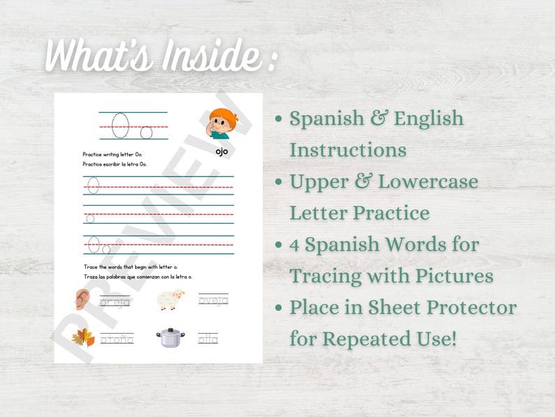 Spanish Letter 'O' Tracing Worksheet: Bilingual Activity (PDF) - Etsy