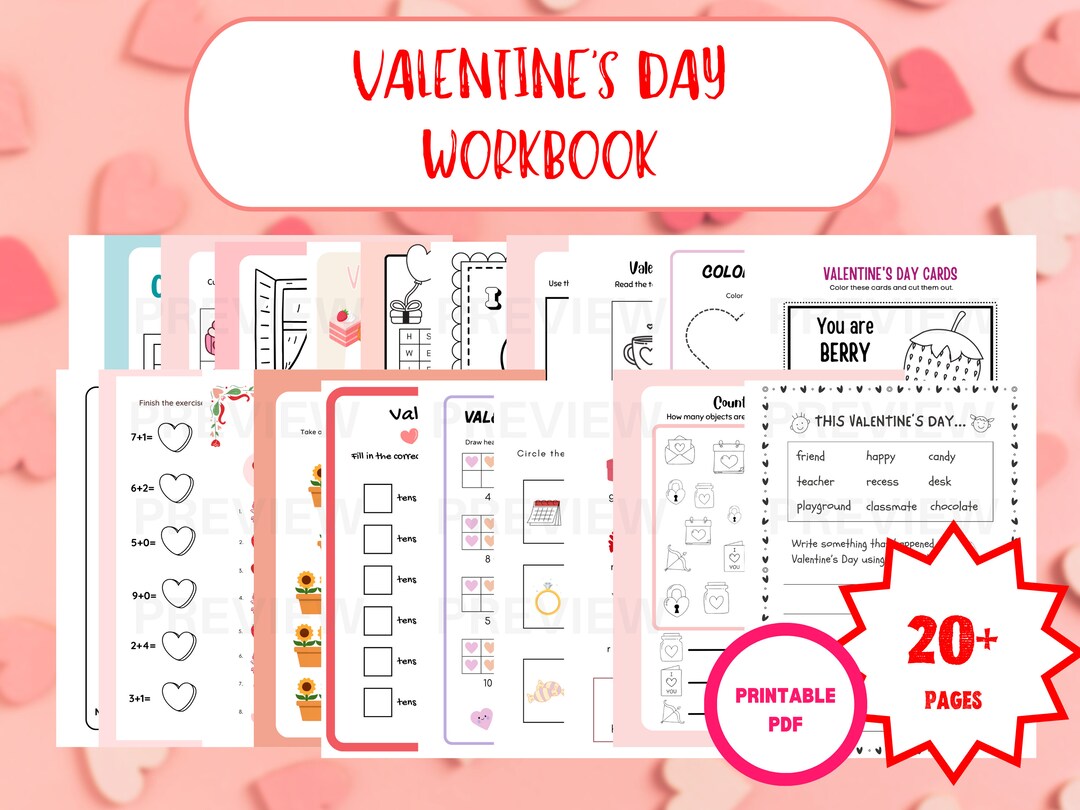 Valentine's Day Printable Activity Worksheets Bundle | Students & Home ...