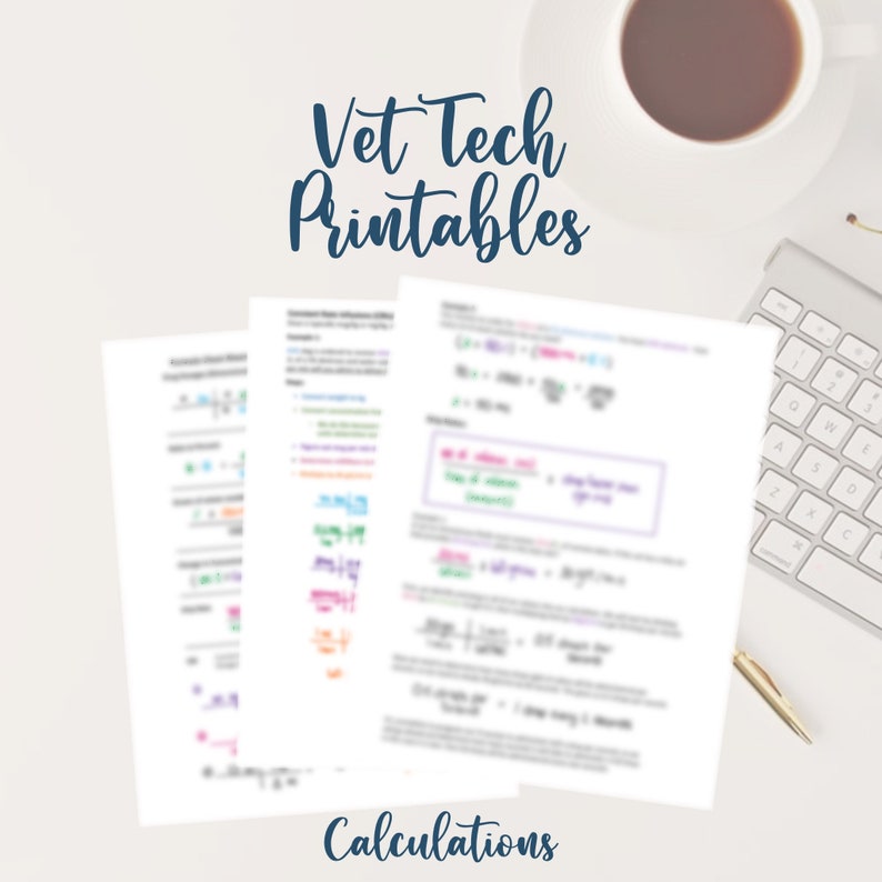 CALCULATIONS Vet Tech Study Guide Color Coded Pharmacology - Etsy