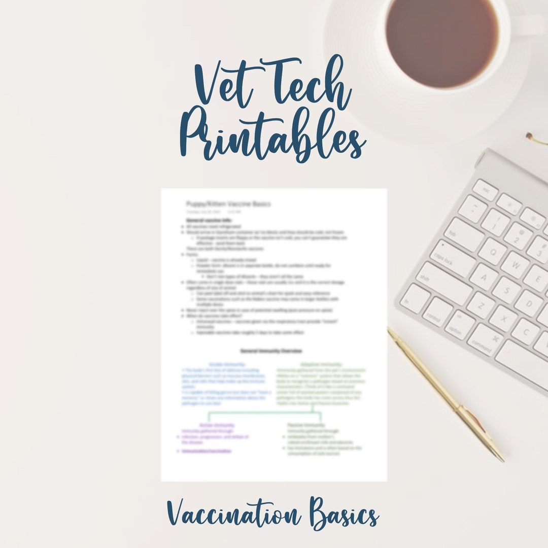 Vaccination Basics Vet Tech Study Guides Color Coded VTNE Notes - Etsy