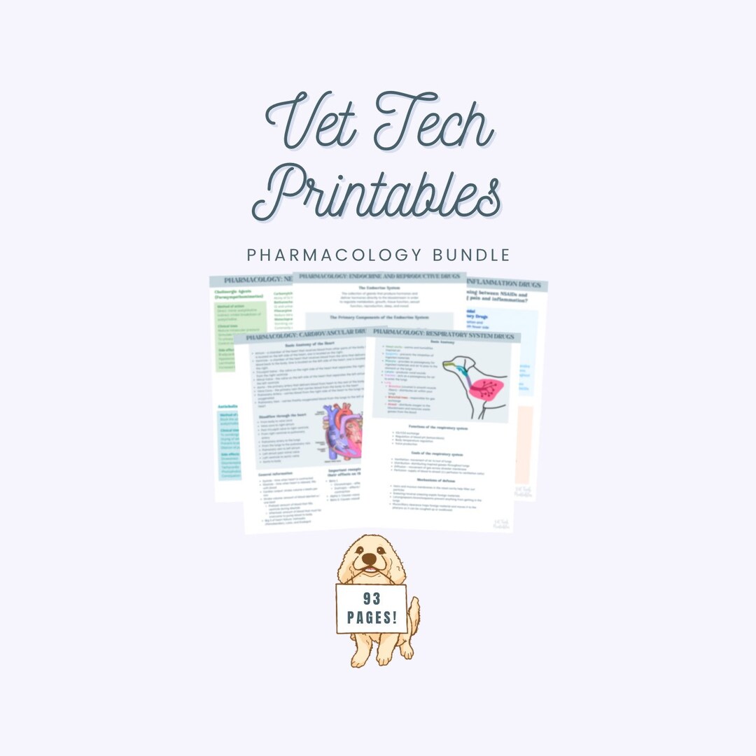 PHARMACOLOGY BUNDLE Vet Tech Study Guides Color Coded VTNE Notes - Etsy