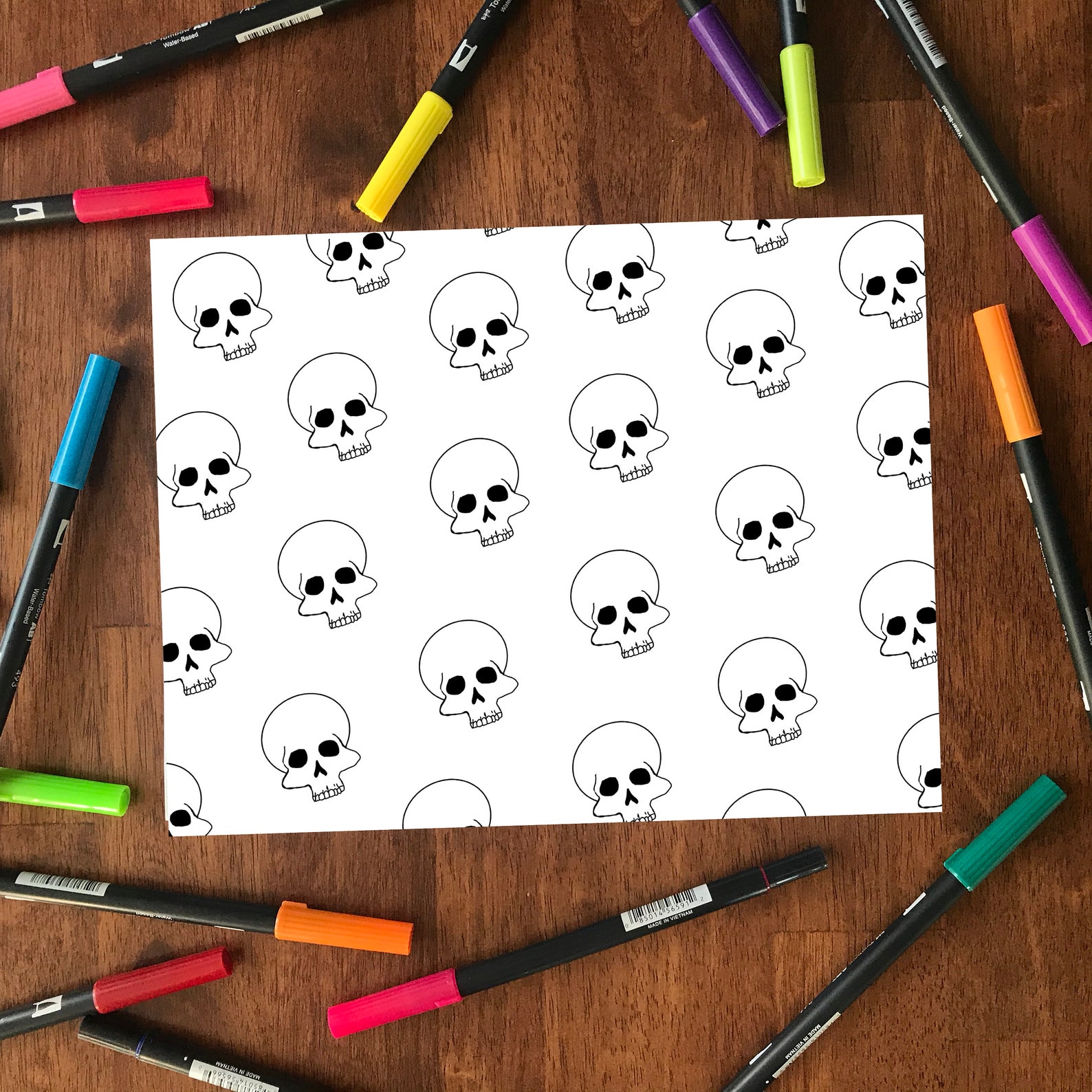 Skull Pattern Coloring Sheets - Instant Digital Download - Etsy
