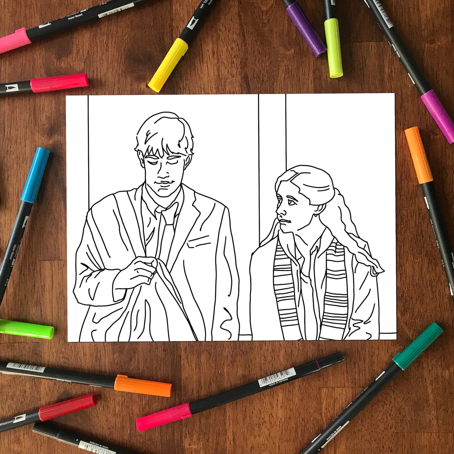 The Office's Jim and Pam Inspired Coloring Sheets Bundle - Instant ...