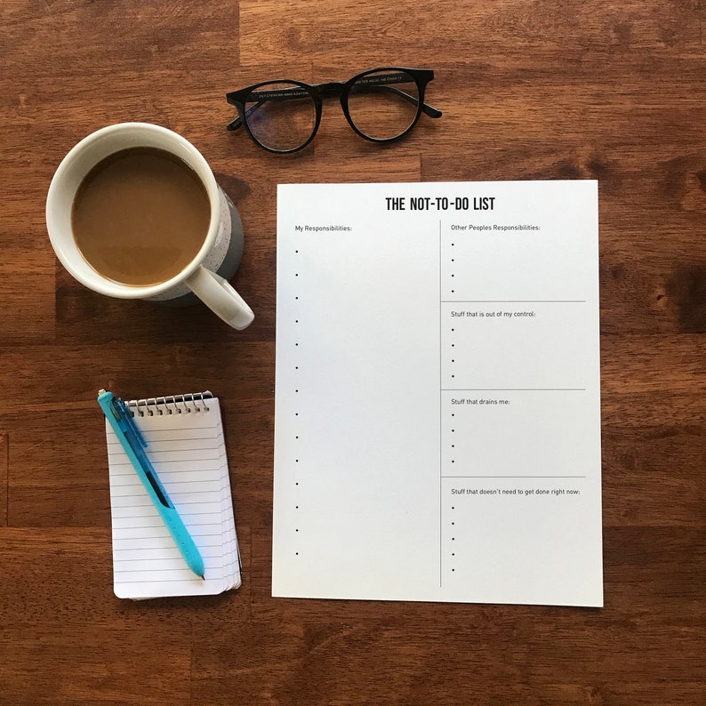 The Not-to-do List - Instant Digital Download Worksheet - Etsy