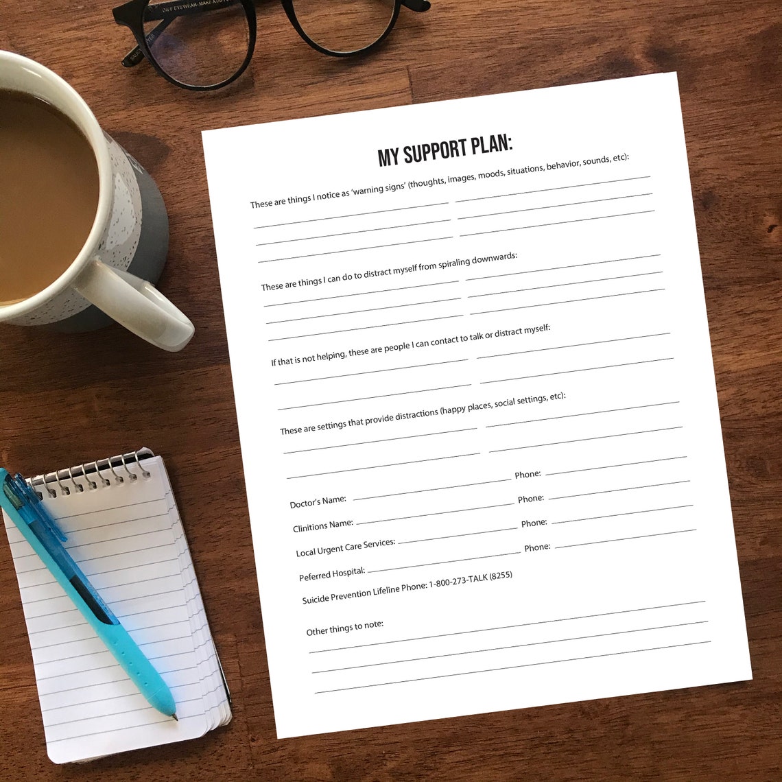 My Support Plan Worksheet - Instant Digital Download - Etsy