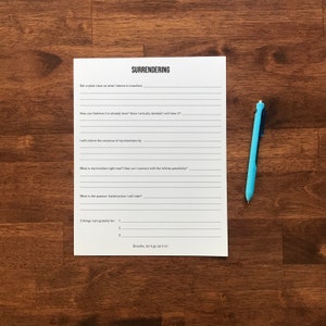 Surrendering Worksheet - Instant Digital Download - Etsy