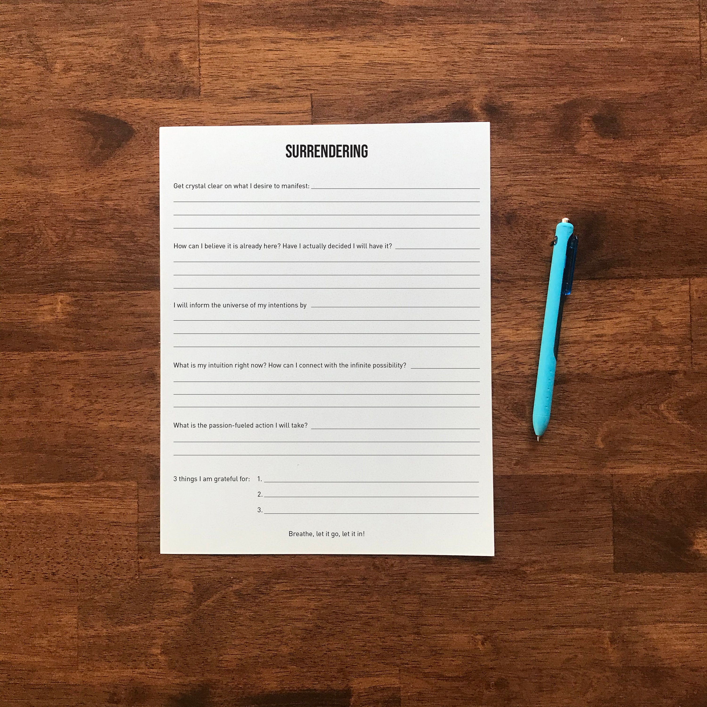 Surrendering Worksheet Instant Digital Download - Etsy