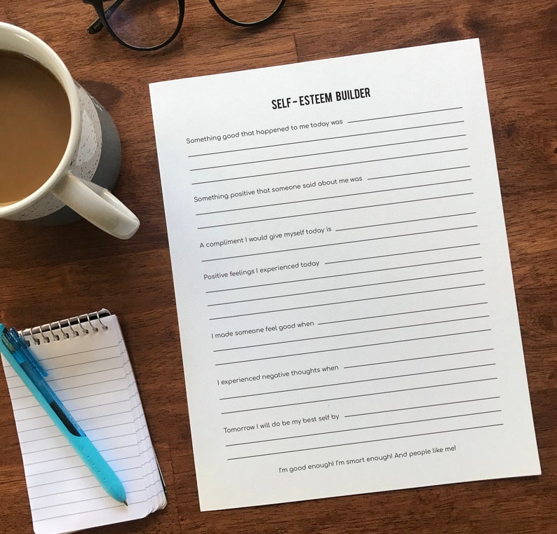 Self Esteem Builder: A Self Reflection Worksheet - Etsy