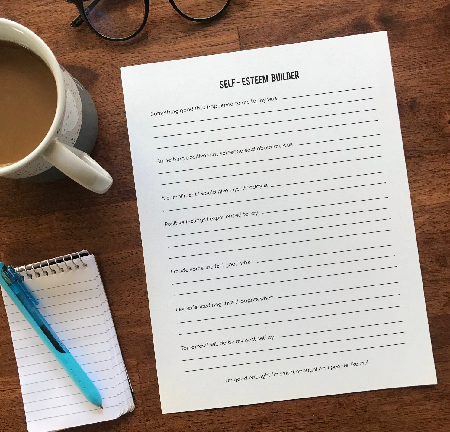 Self Esteem Builder: A Self Reflection Worksheet - Etsy